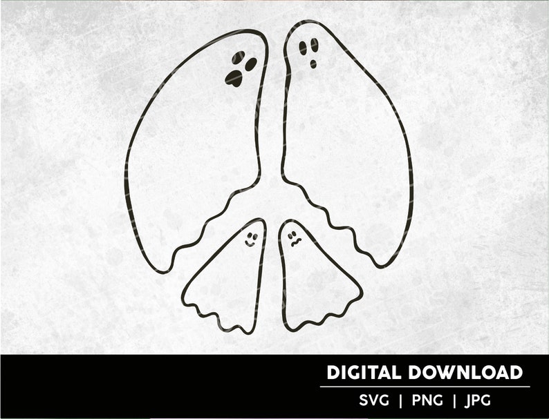 Hand-drawn Peace Sign Ghosts Cut File SVG JPG PNG Digital Download ...