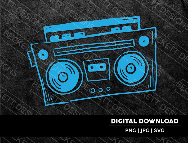 Blue Boombox Cut File | 80s Retro SVG, PNG, JPG (digital Download ...
