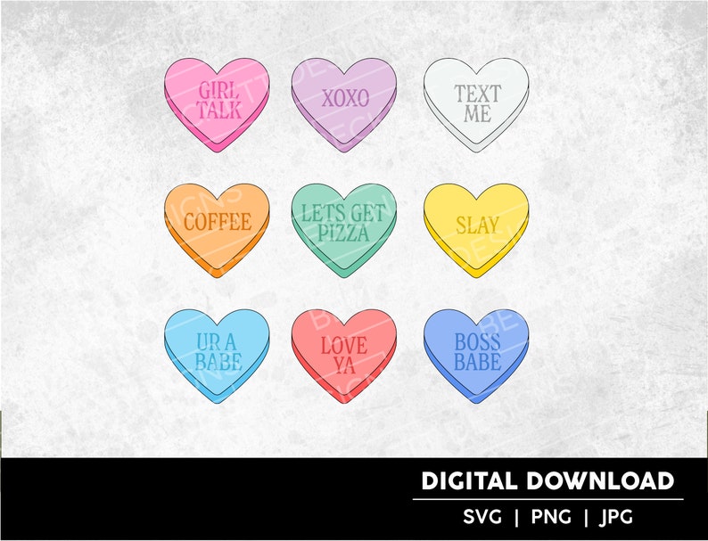 Conversation Hearts Cut File SVG JPG PNG Digital Download Cricut ...