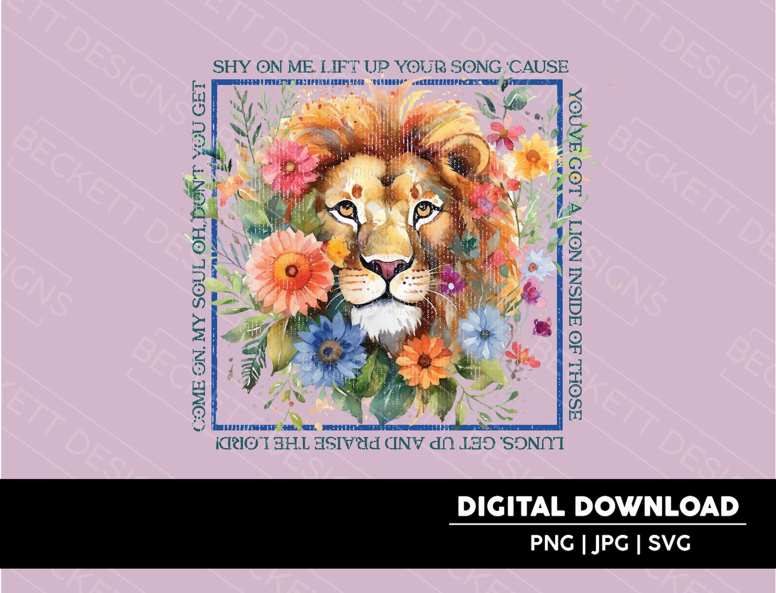 Floral Lion SVG: Brandon Lake Lyrics, Cricut & Silhouette Cut File ...