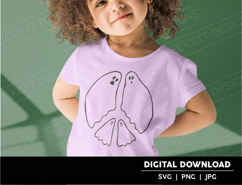 Hand-drawn Peace Sign Ghosts Cut File SVG JPG PNG Digital Download ...
