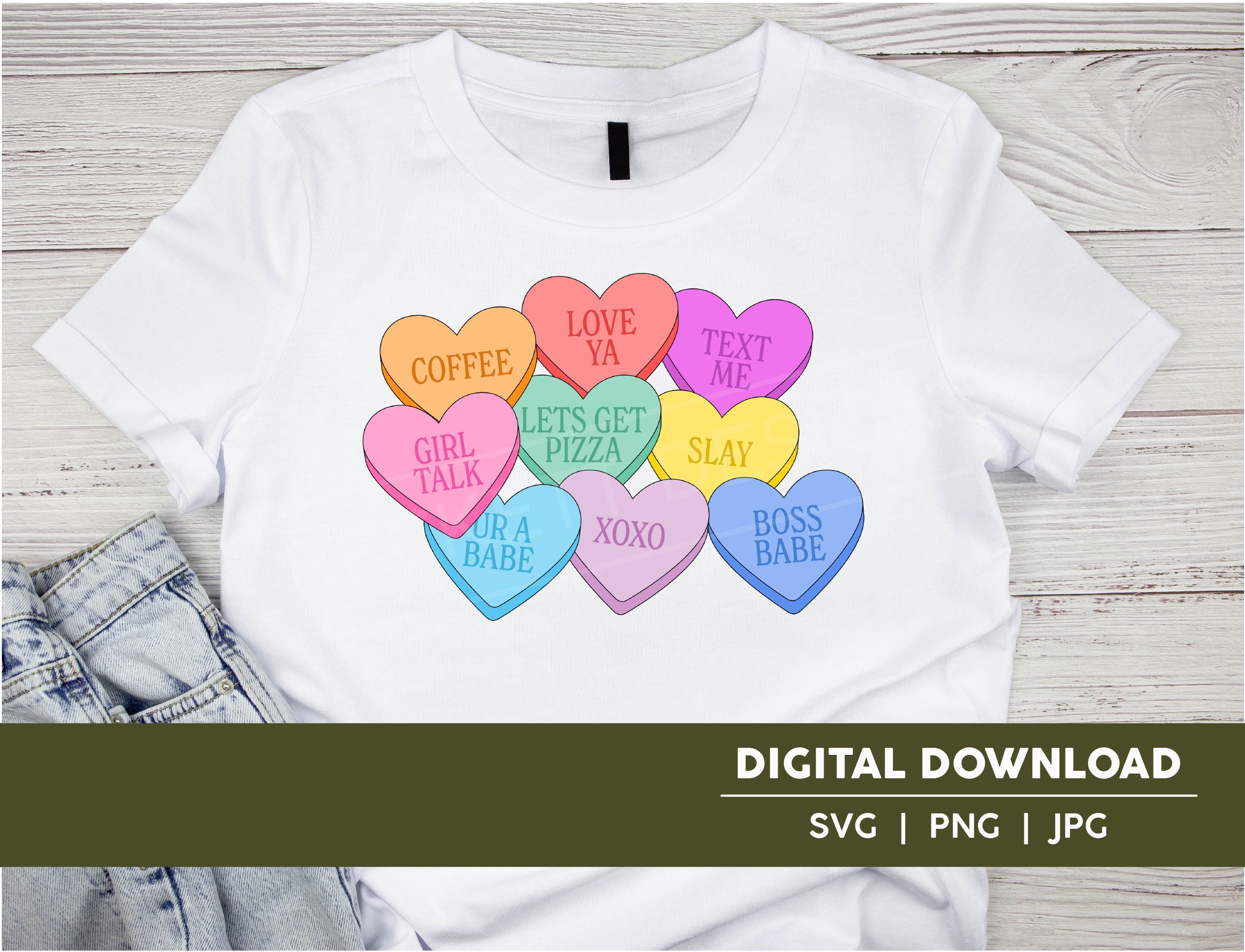 Stacked Conversation Heart Cut File SVG JPG PNG Digital Download Cricut ...