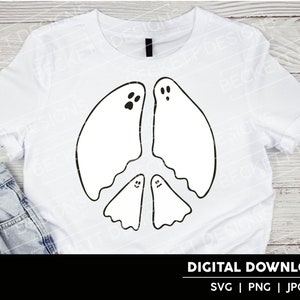 Peace Sign Ghosts Cut File | Halloween SVG, PNG, JPG (digital Download ...