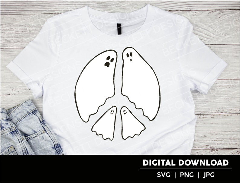 Peace Sign Ghosts Cut File | Halloween SVG, PNG, JPG (digital Download ...