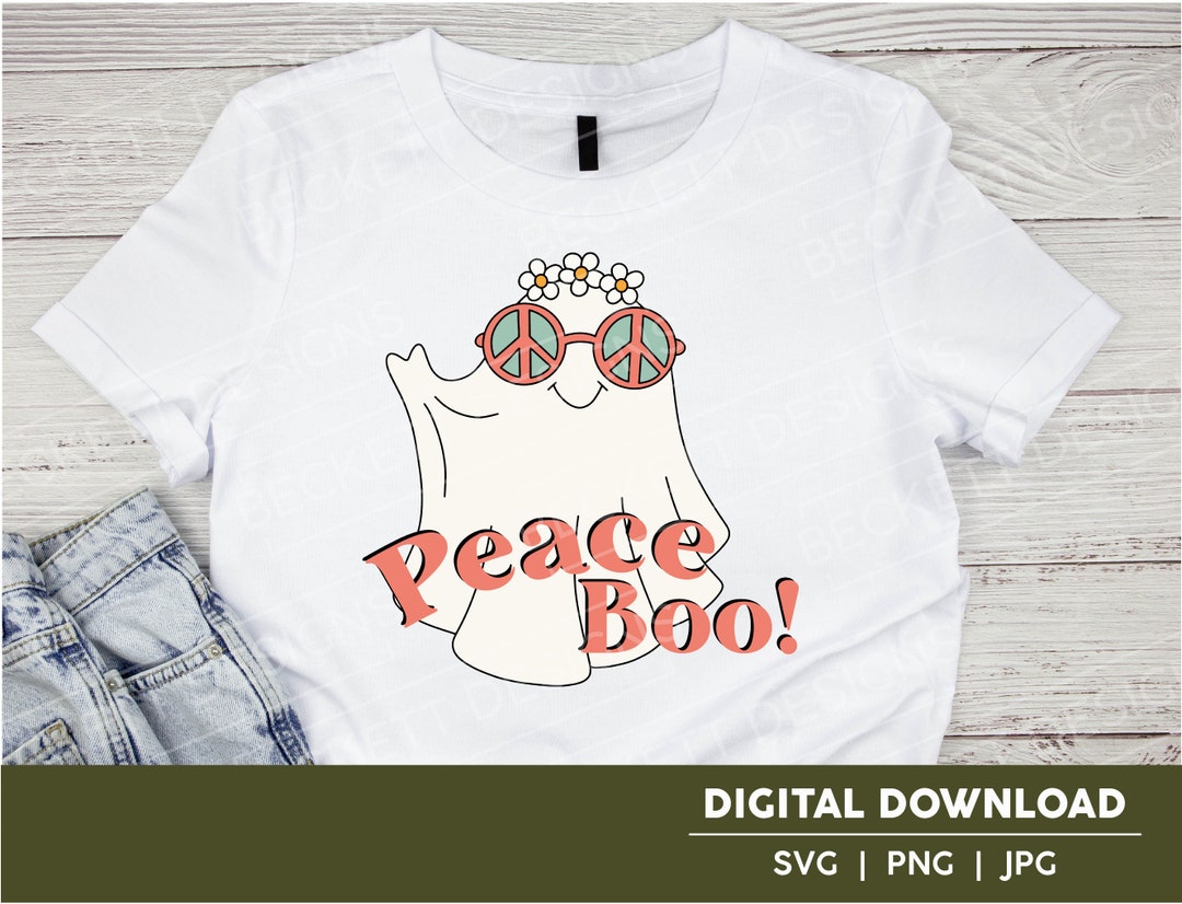 Retro Peace Sign Ghost SVG: Halloween Cricut Cut File (digital Download ...
