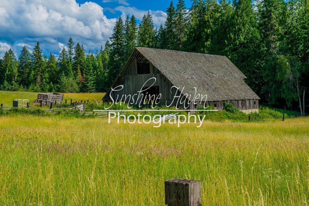 Old Brown Barn in Field Barn Photography Farming - Etsy