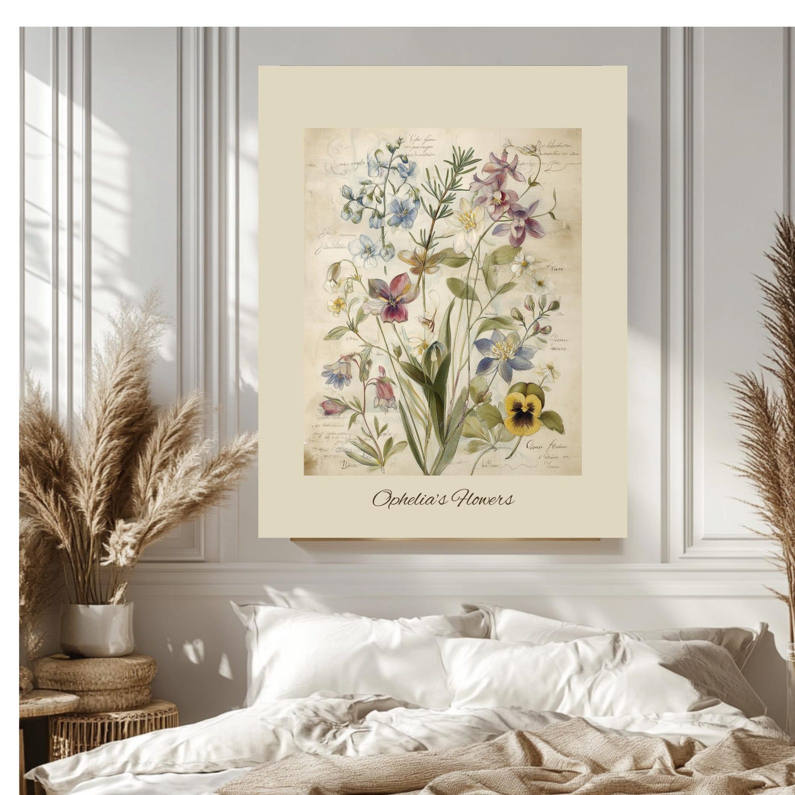 Ophelia's Flowers Poster -16x20 PDF - Romantic Wall Art - Shakespeare ...
