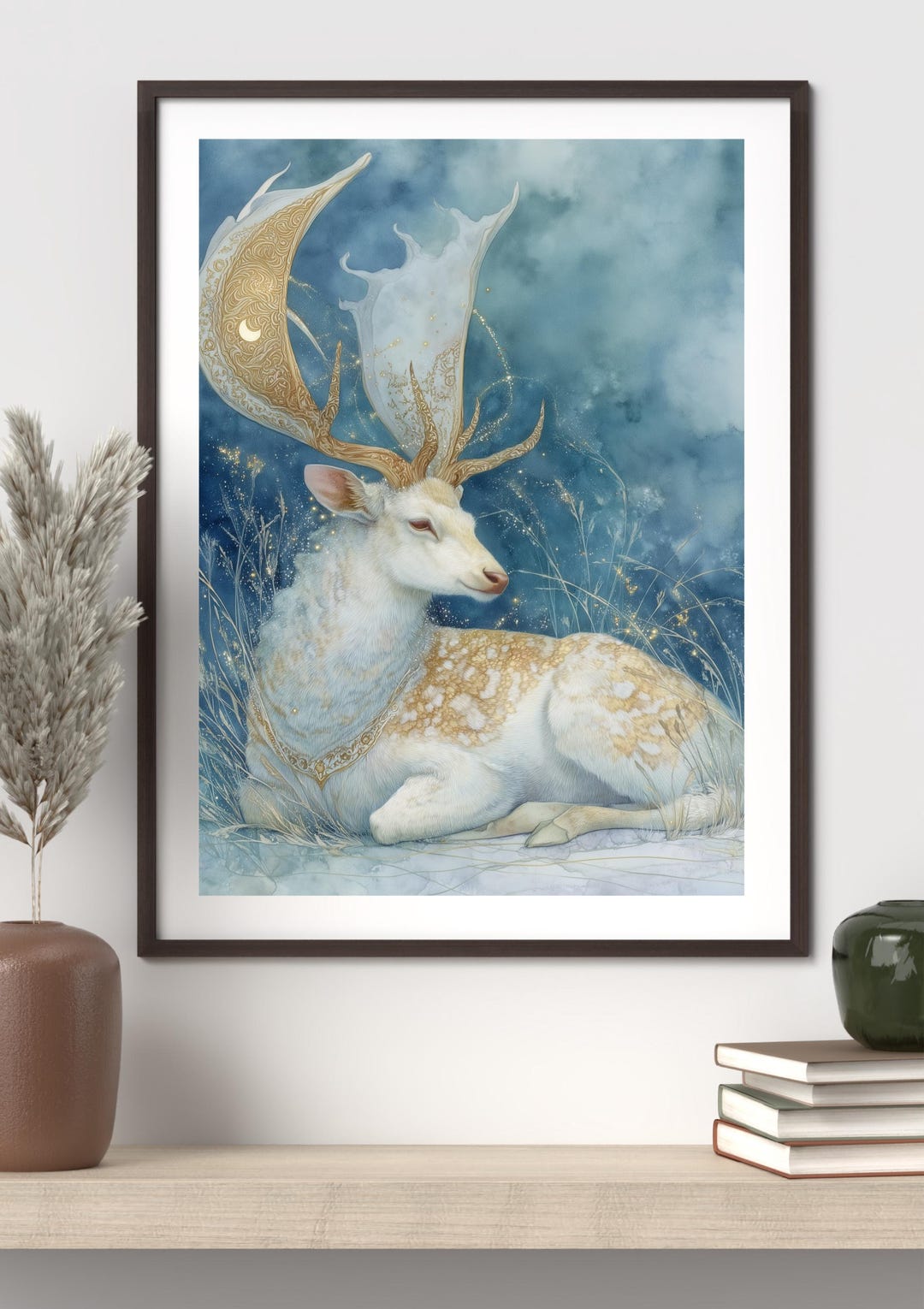Celestial Reindeer Moon Phase Poster| Winter Solstice Wall Art ...