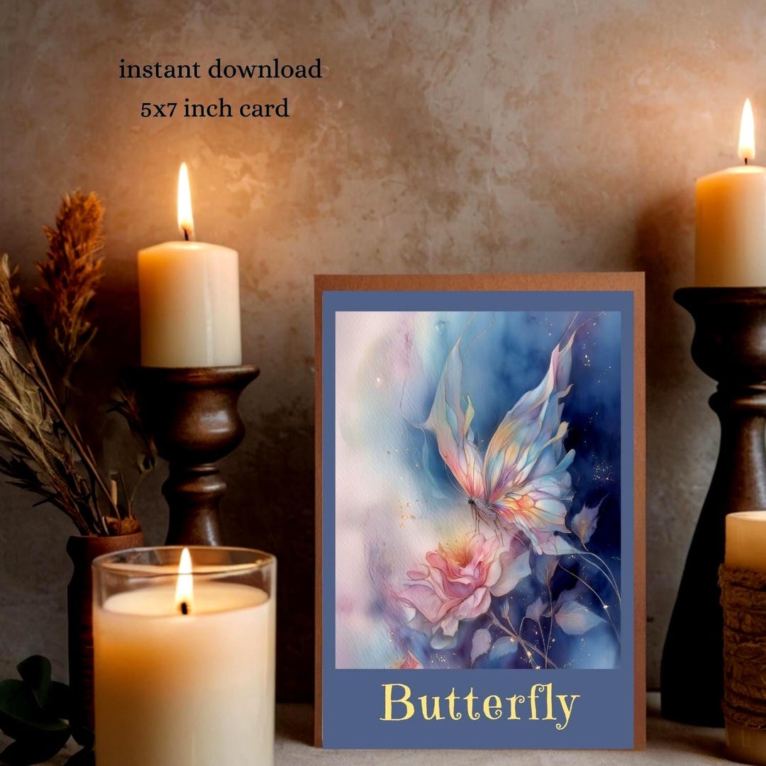 Butterfly Power Animal Card | Celestial Watercolor Art (digital ...