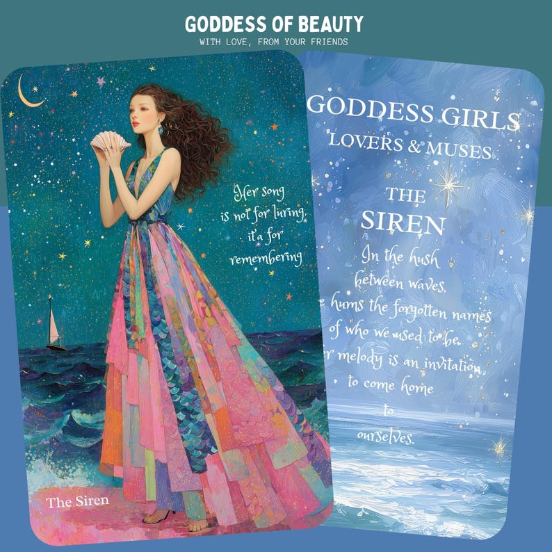 The Siren Goddess Girl Printable Card-instant Download 5x7 Art Print ...