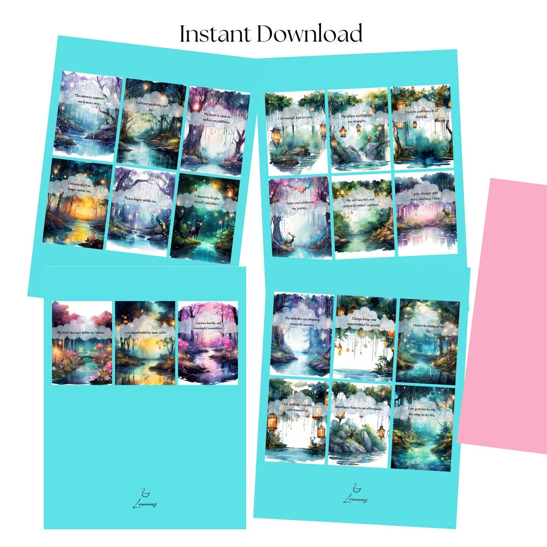 Affirmation Cards Magical Forest Digital Download Instant Download 21 ...