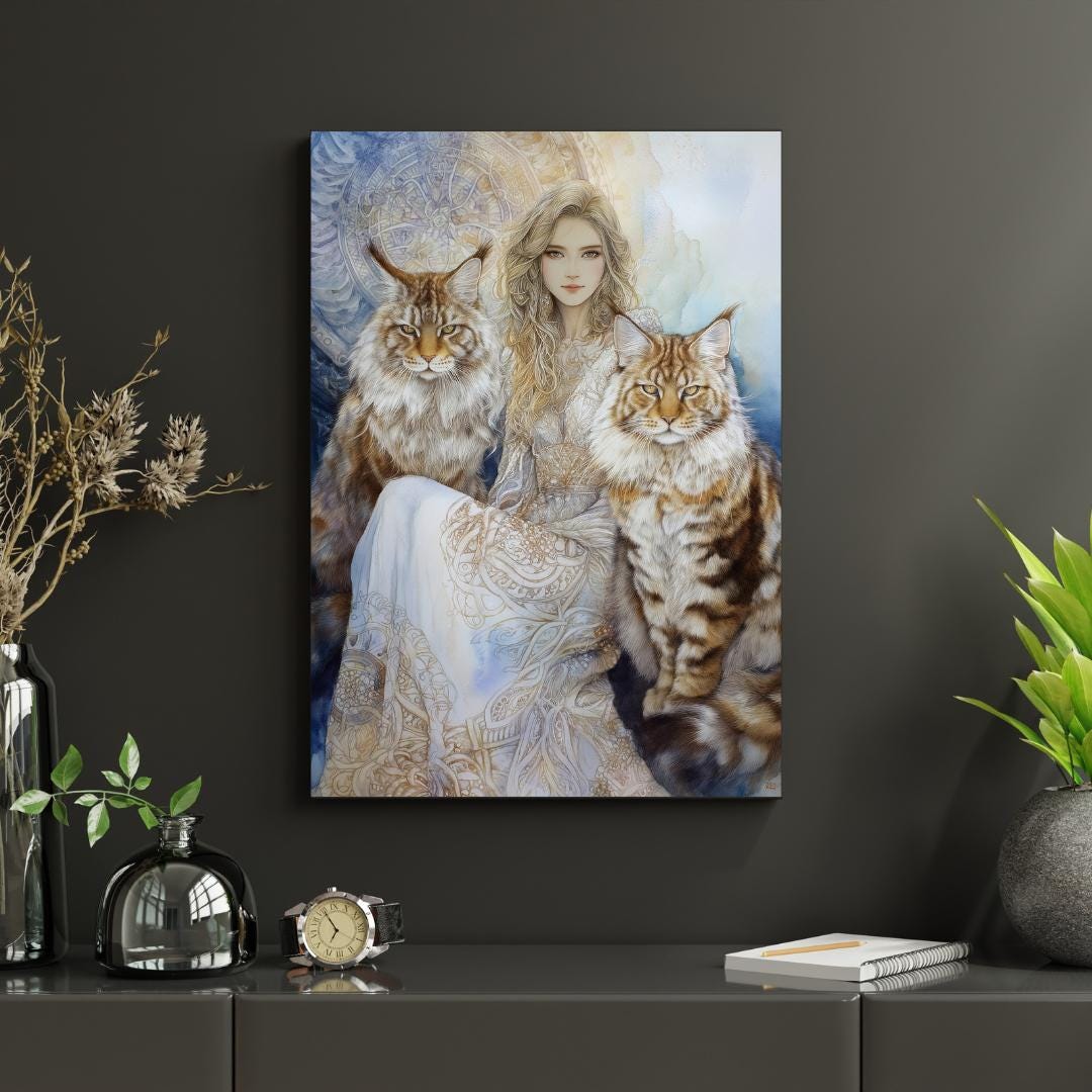Freyja Goddess Art Print | Norse Mythology, Cats (digital Download) - Etsy
