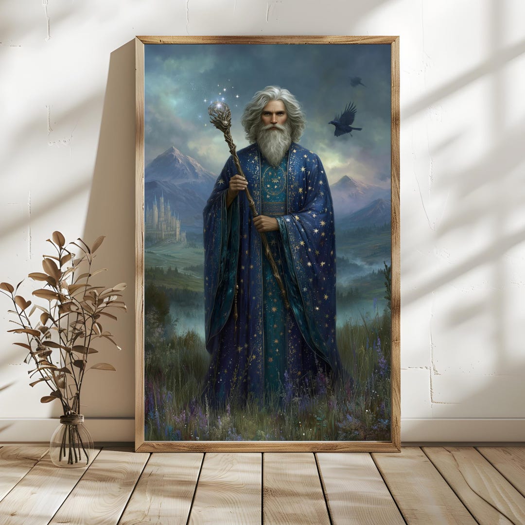 Merlin Camelot Poster | Mystical Wizard Wall Art 24x30 via Canva ...