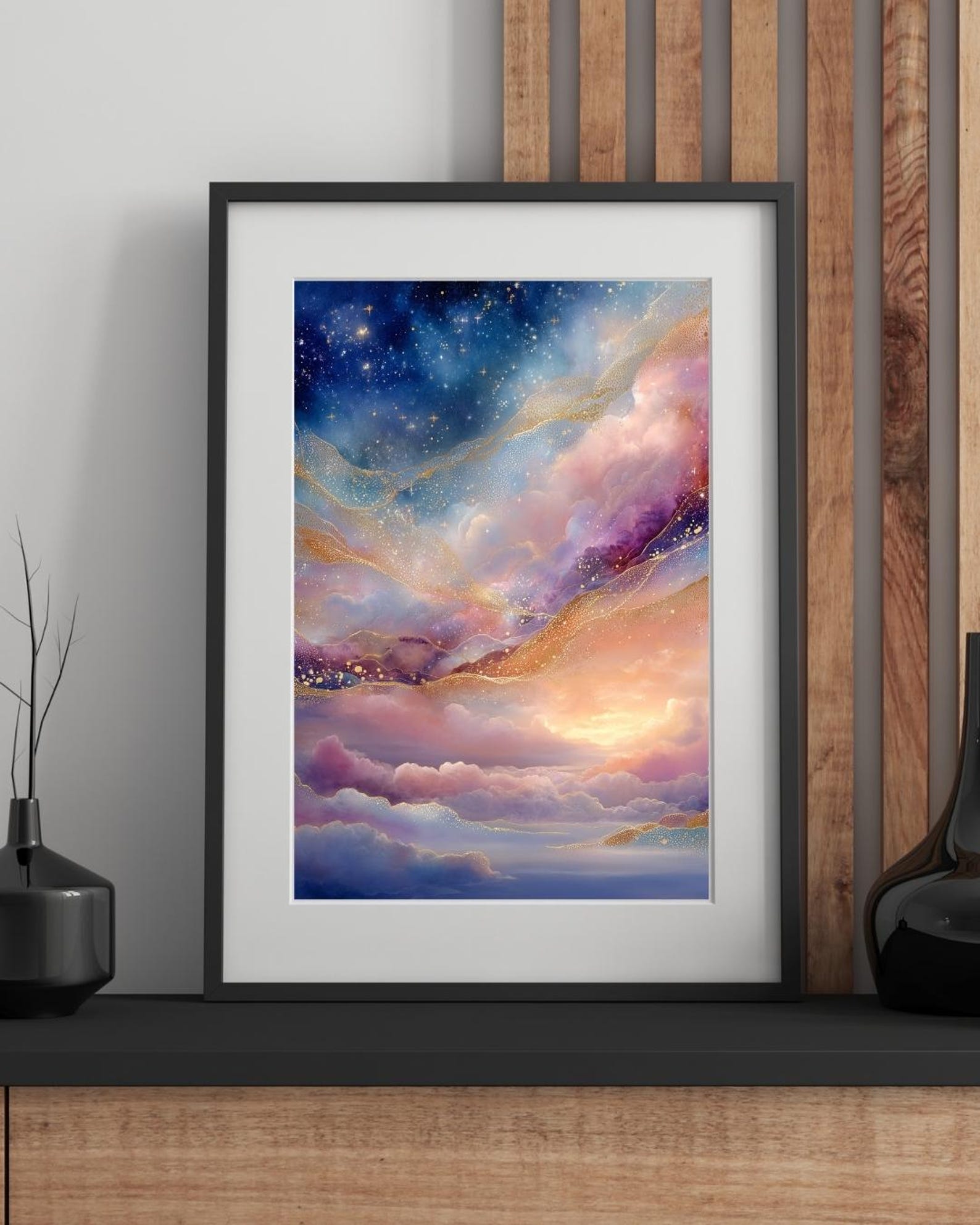 Galactic Reverie Poster, Jewel Tone Galaxy Wall Art, Romantic ...