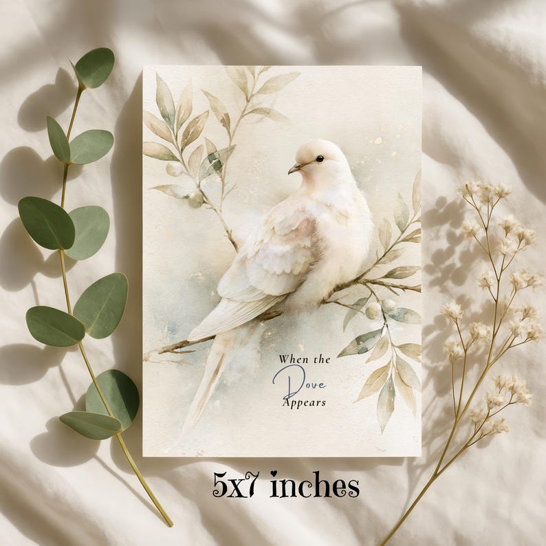 When the Dove Appears Card, Dove Symbolism Reflection Card, Peaceful ...