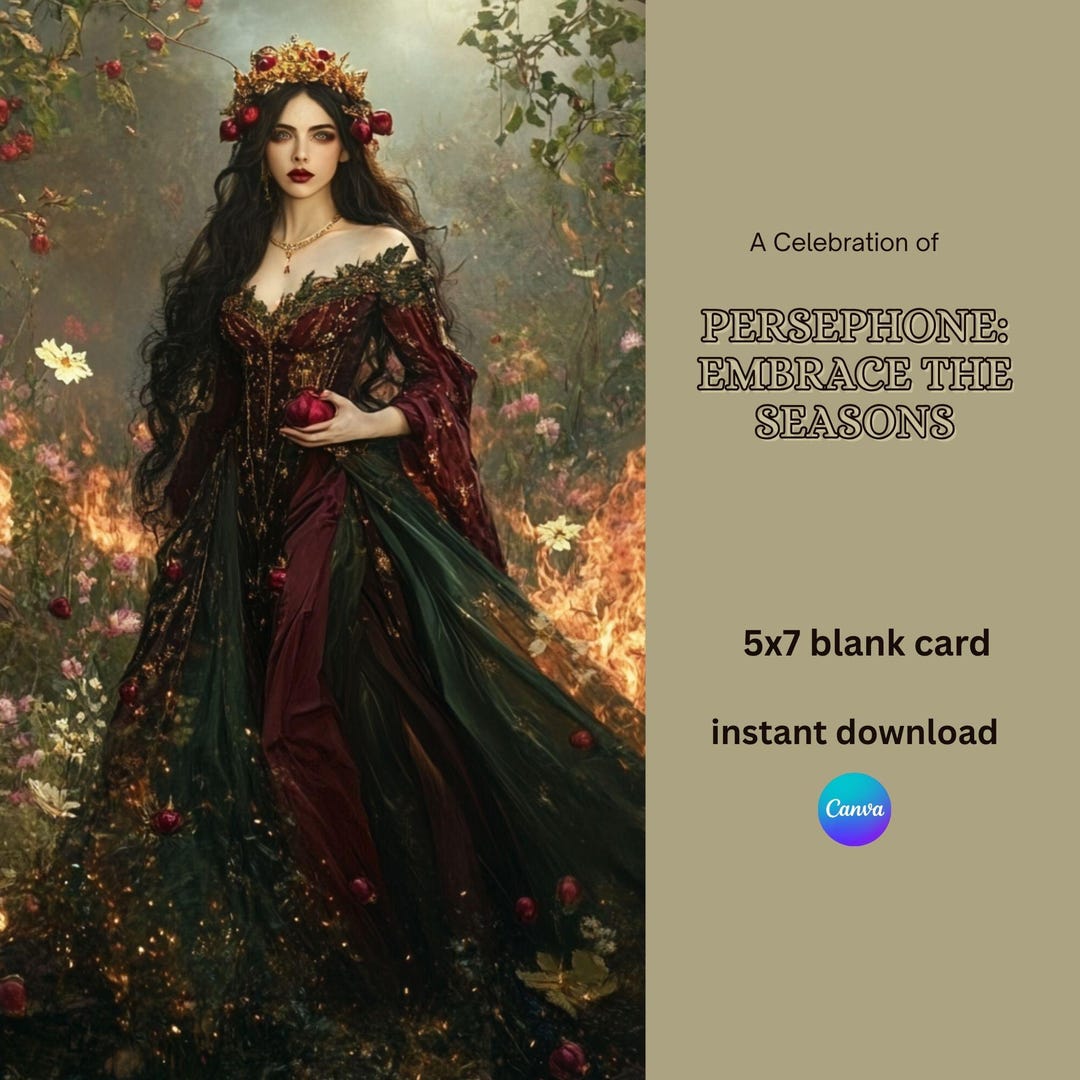 Goddess Persephone, Blank Card 5x7 in AI Art Digital Download - Greek ...