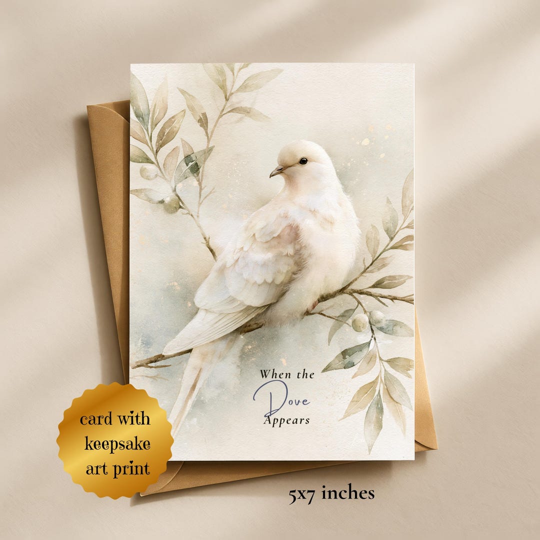 When the Dove Appears Card, Dove Symbolism Reflection Card, Peaceful ...