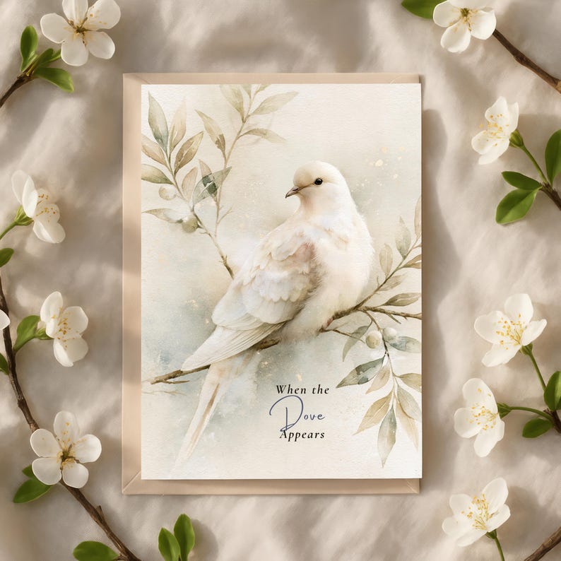 When the Dove Appears Card, Dove Symbolism Reflection Card, Peaceful ...