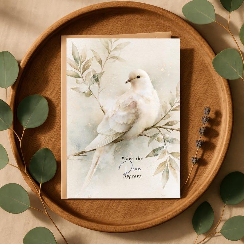 When the Dove Appears Card, Dove Symbolism Reflection Card, Peaceful ...