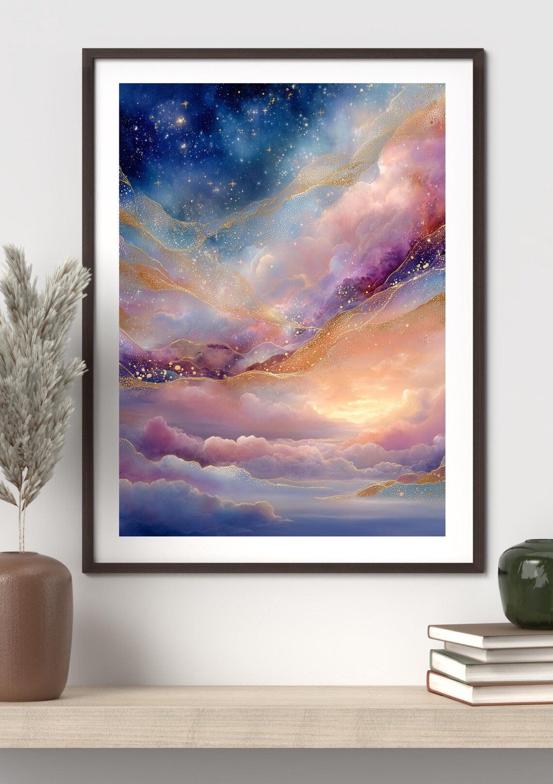 Galactic Reverie Poster, Jewel Tone Galaxy Wall Art, Romantic ...