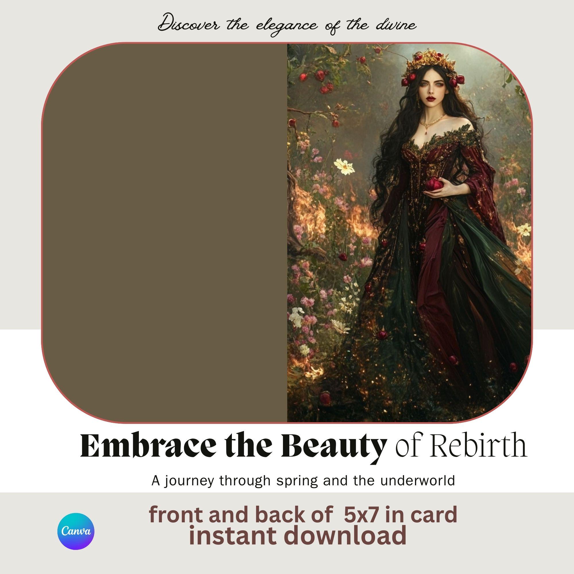 Goddess Persephone, Blank Card 5x7 in AI Art Digital Download - Greek ...