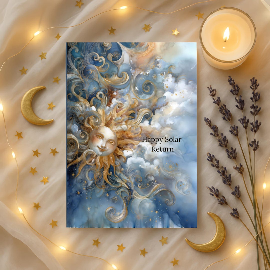 Happy Solar Return Printable Birthday Card | Celestial Sun Birthday ...