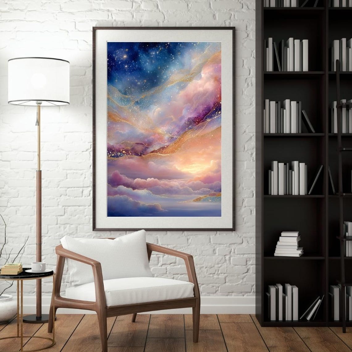 Galactic Reverie Poster, Jewel Tone Galaxy Wall Art, Romantic ...