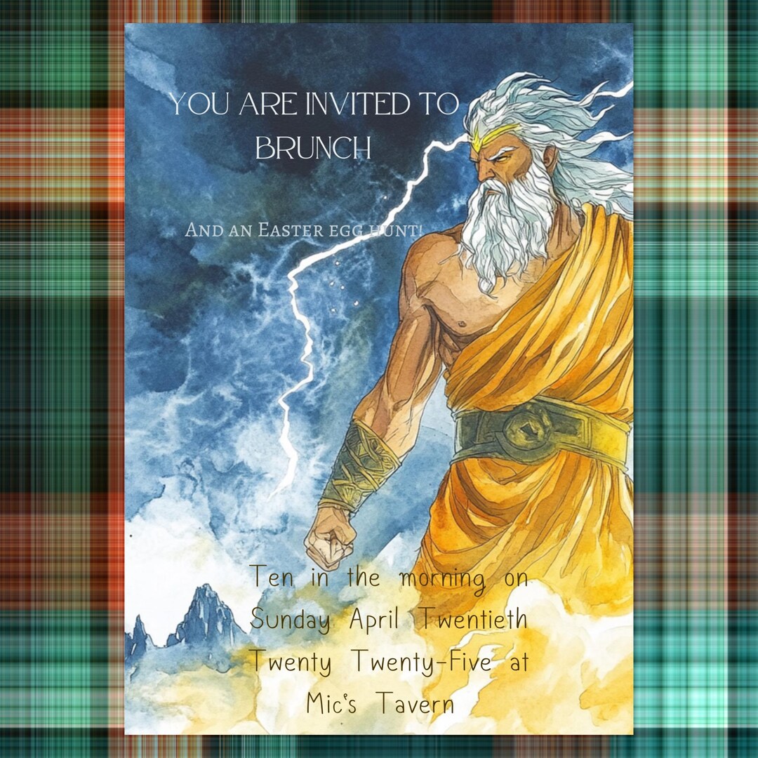 Zeus Sunday Easter Brunch & Egg Hunt – 5x7 Editable Printable Digital ...