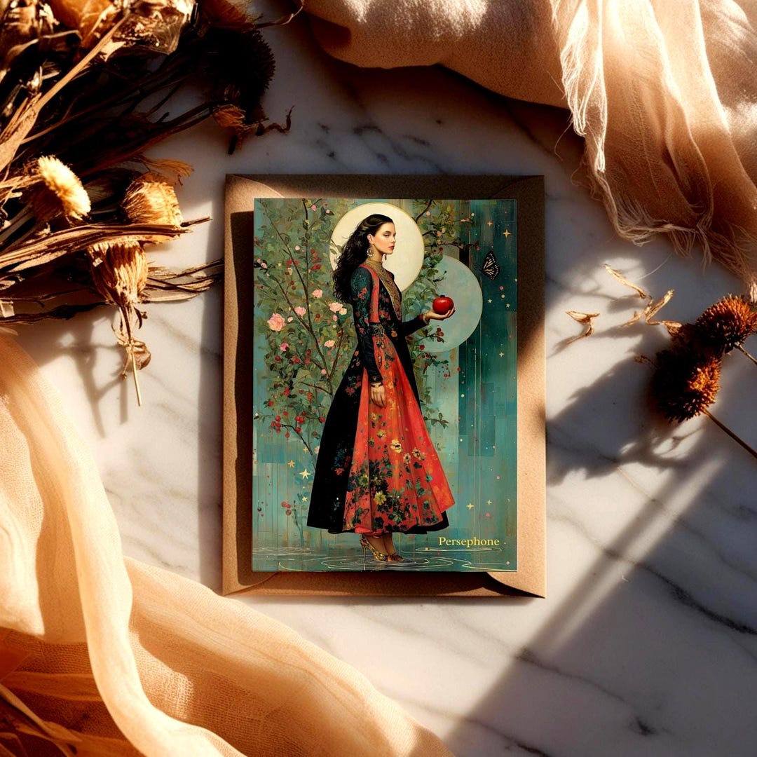 Goddess Persephone, Printable Art Greeting Card, Instant Download, AI ...