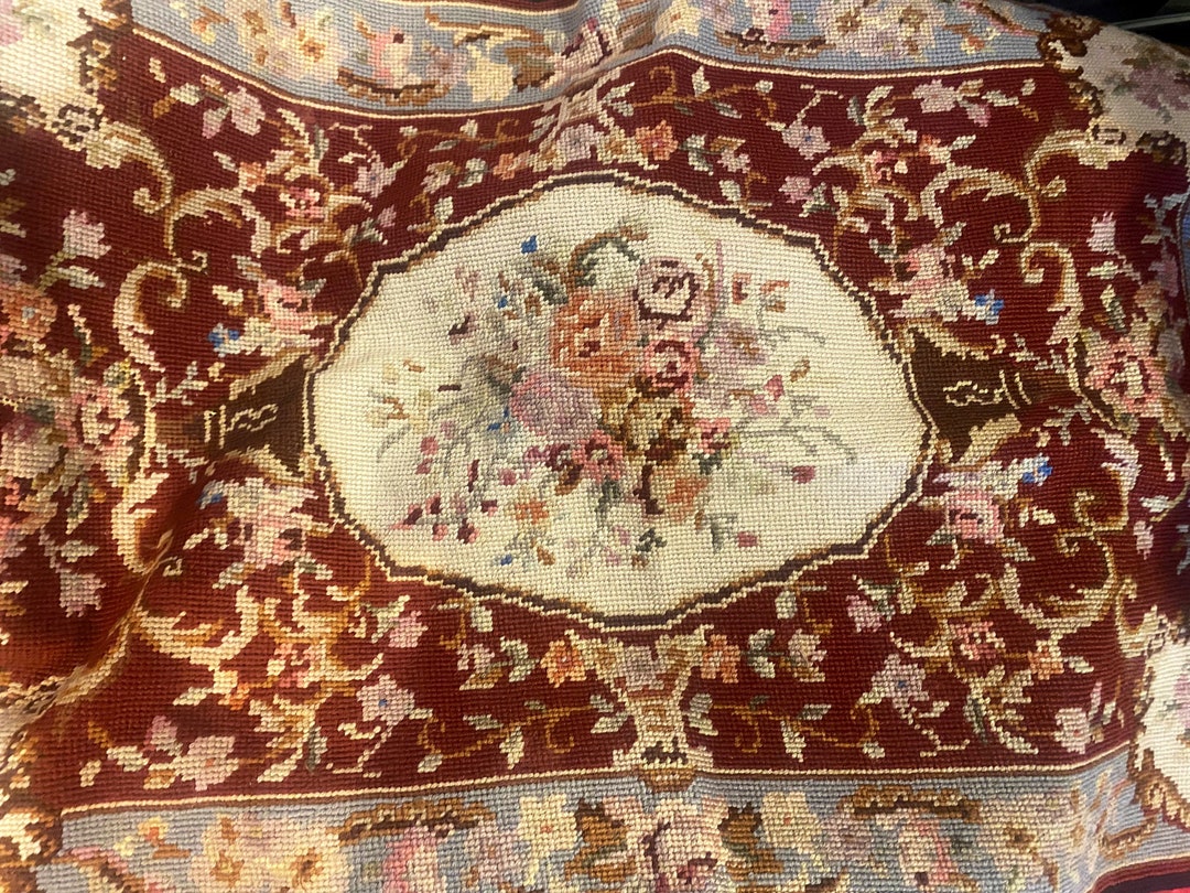 Antique Hand Embroidered Rug in an Amazing Roses Shabby Chic Design - Etsy