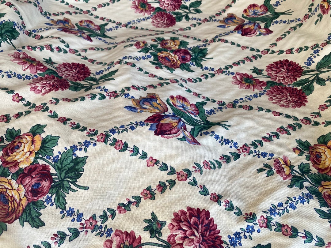 Vintage Waverly Roses Decorator Fabric Top Quality Heavy - Etsy