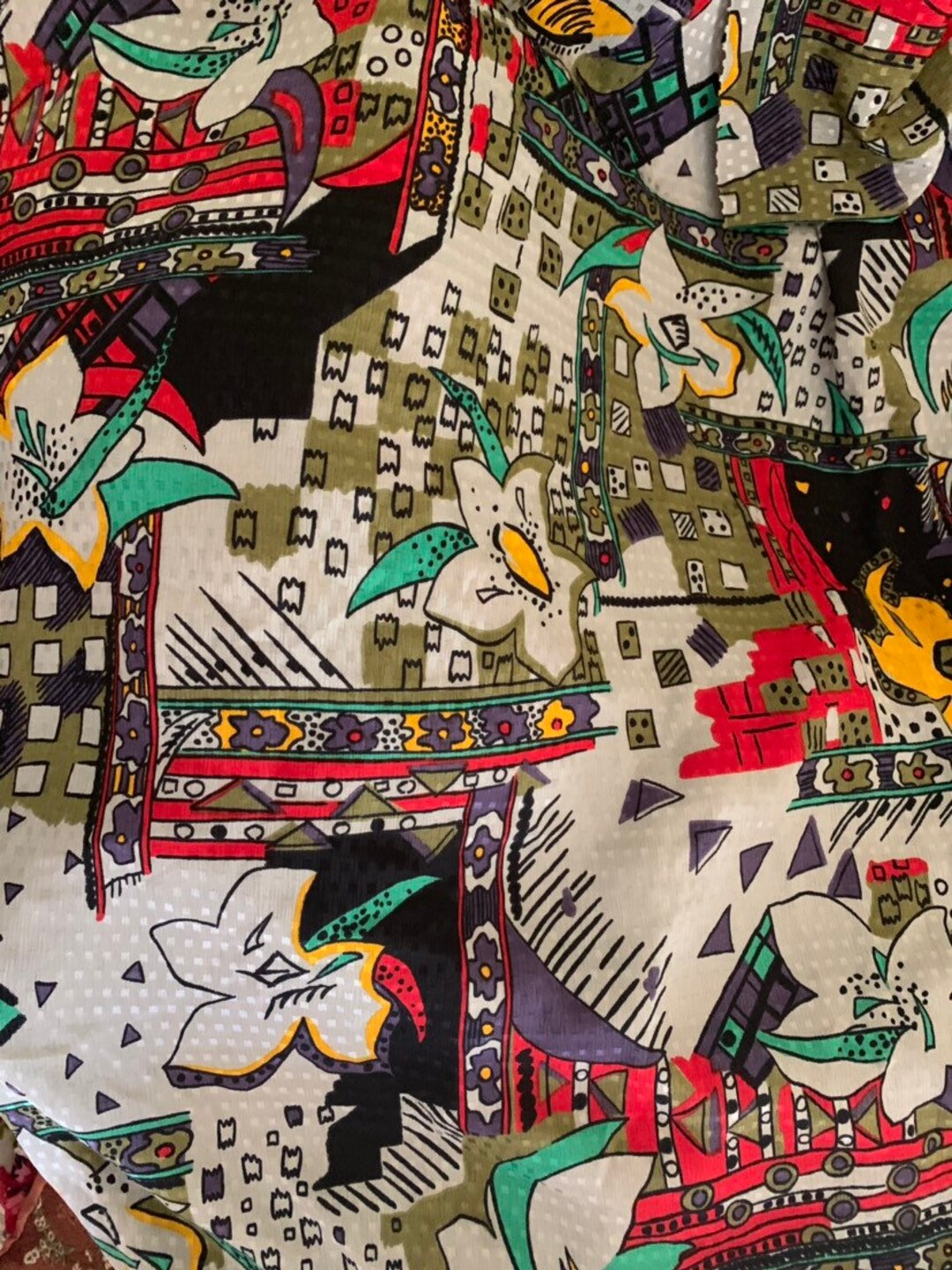 Vintage French Silk Couture Fabric Mid Century Modern Wow Colorful and ...