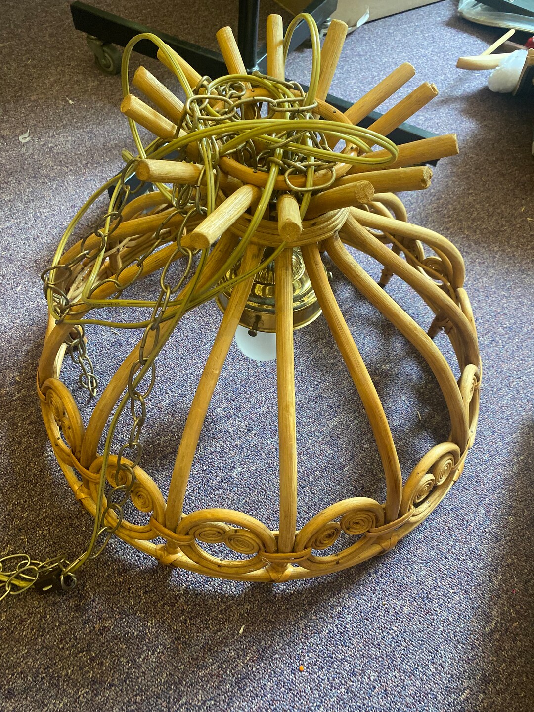 Mid Century Modern Gilbert Rattan Hanging Lamp Lightweight Great ...