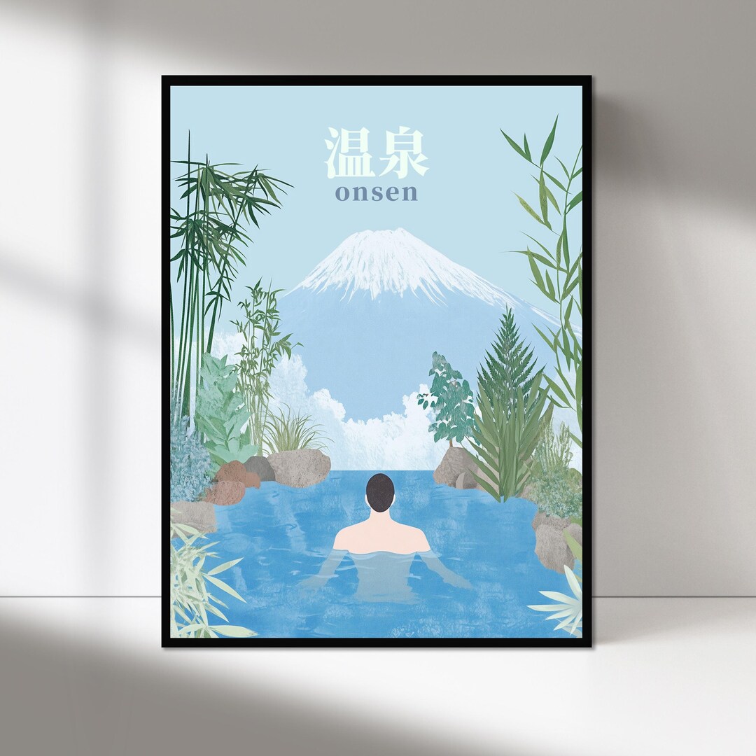 Onsen Poster, Japanese Onsen Print, Mt Fuji Poster, Minimalist Spa ...