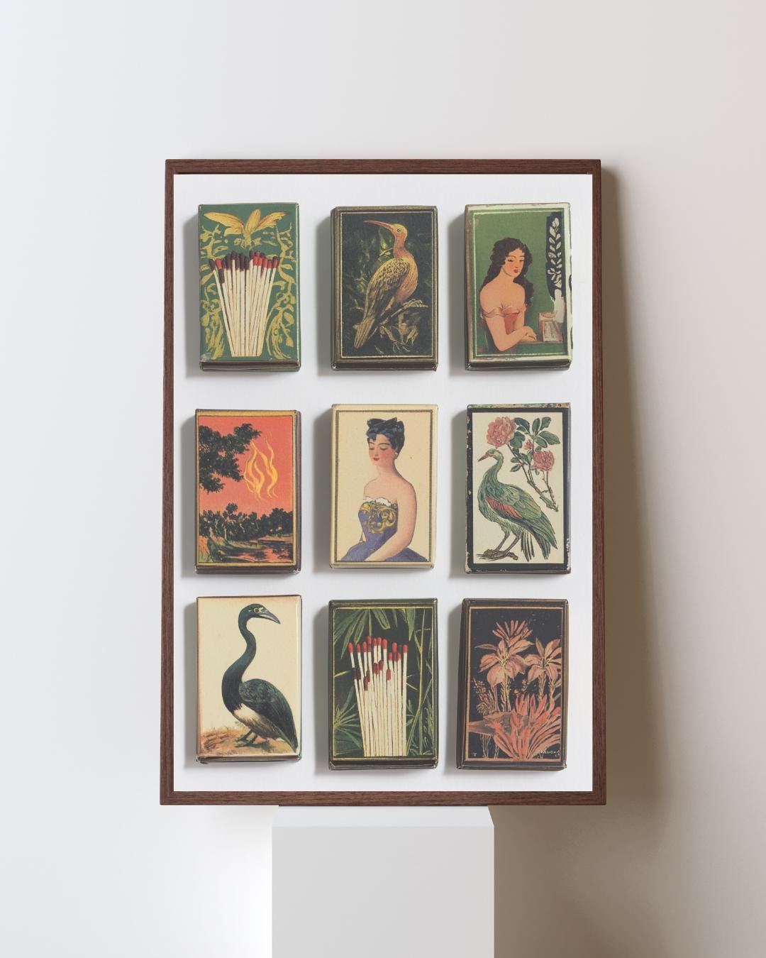 Vintage Matchbox Print, Antique American Matchbox, Women at Bar, Heron ...