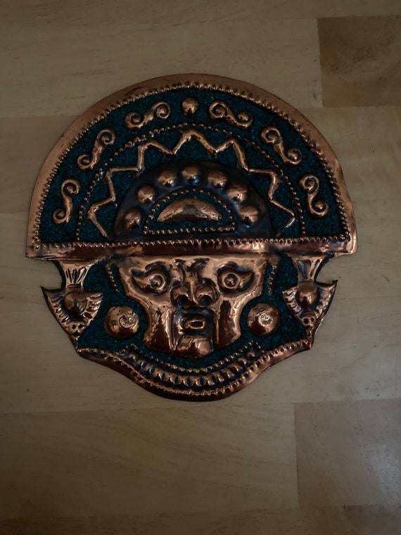Vintage Copper High Relief Inca Wall Hanging - Etsy