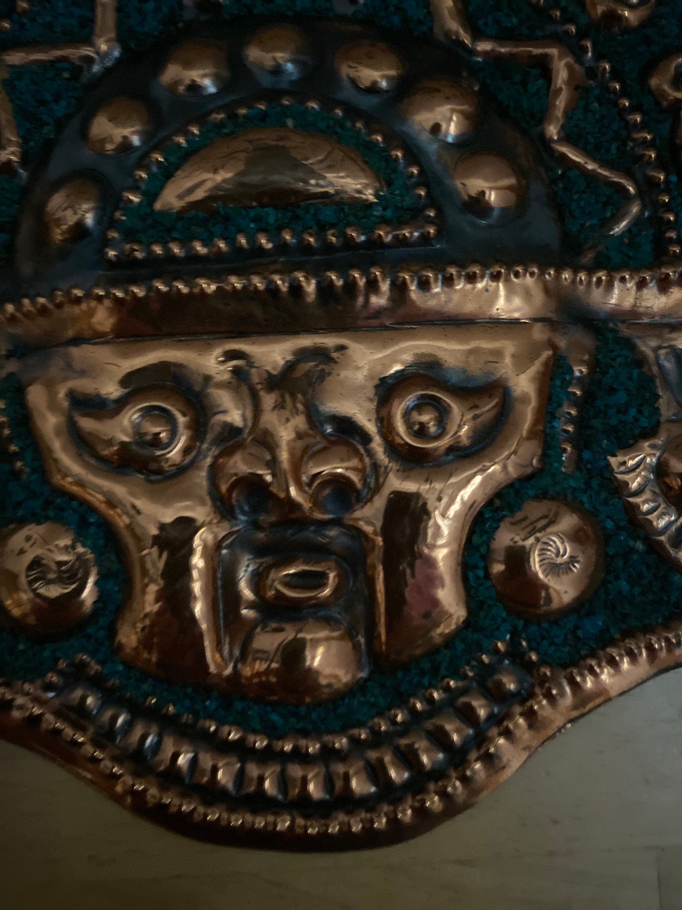 Vintage Copper High Relief Inca Wall Hanging - Etsy