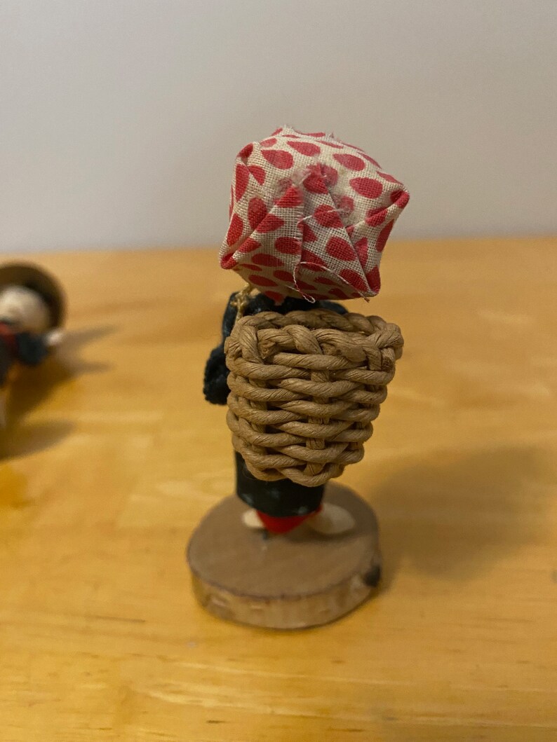 Vintage Pair of Japanese Cloth Dolls Mounted on Wood Base - Etsy