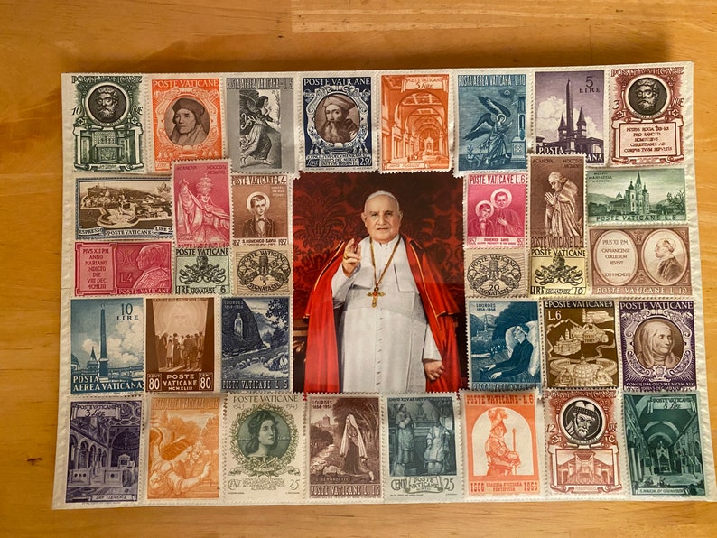 Vintage Pius XII Pope Booklet With Art Print With 21 Vatican Stamps - Etsy
