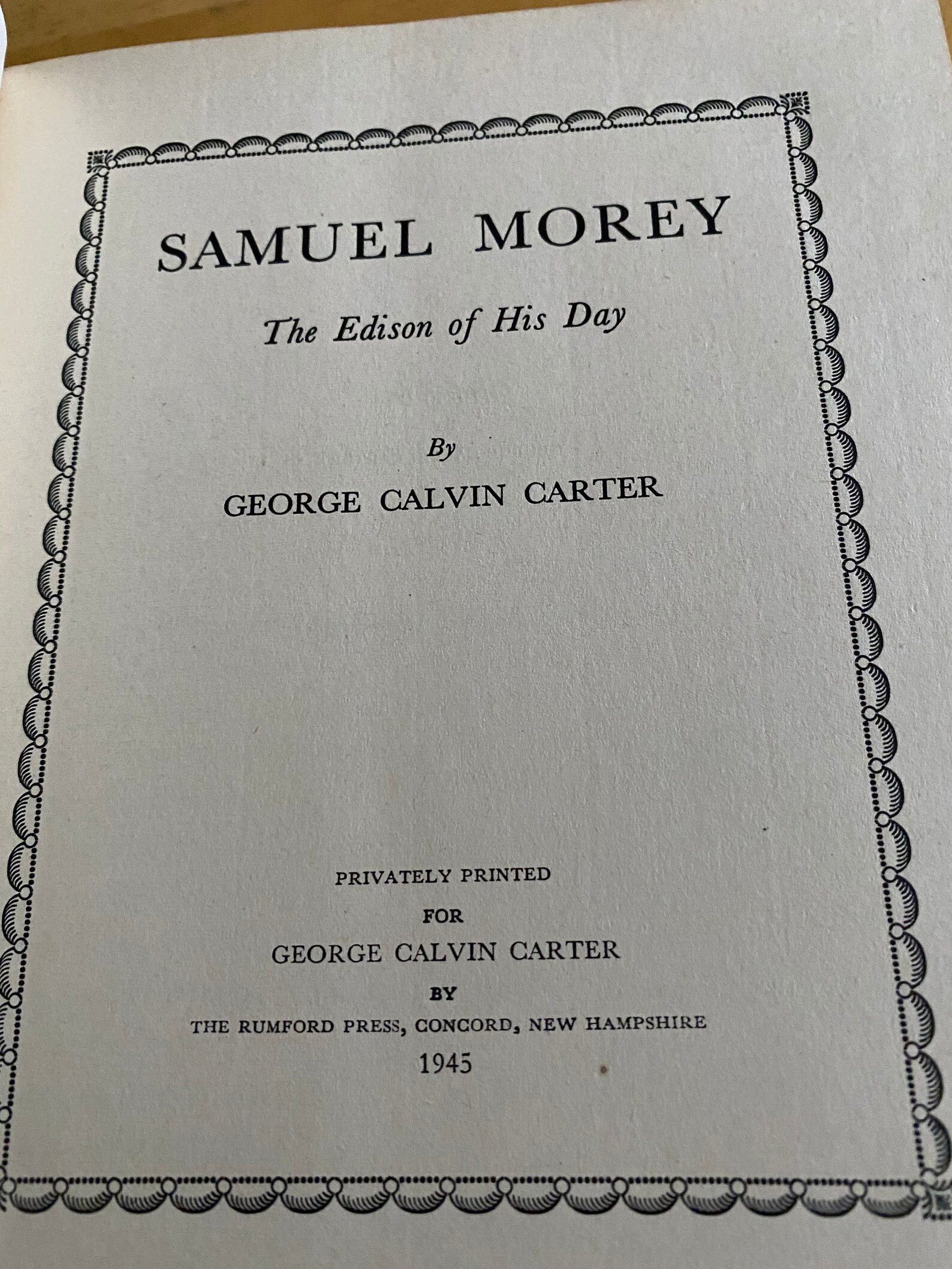 Samuel Morey The Edison of His Day Signed by Author George | Etsy