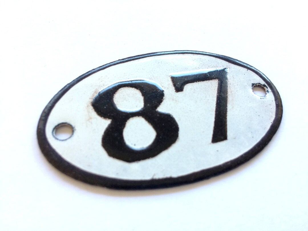 Vintage Oval Enamel Sign Door Street House Number 87 Hotel Room ...