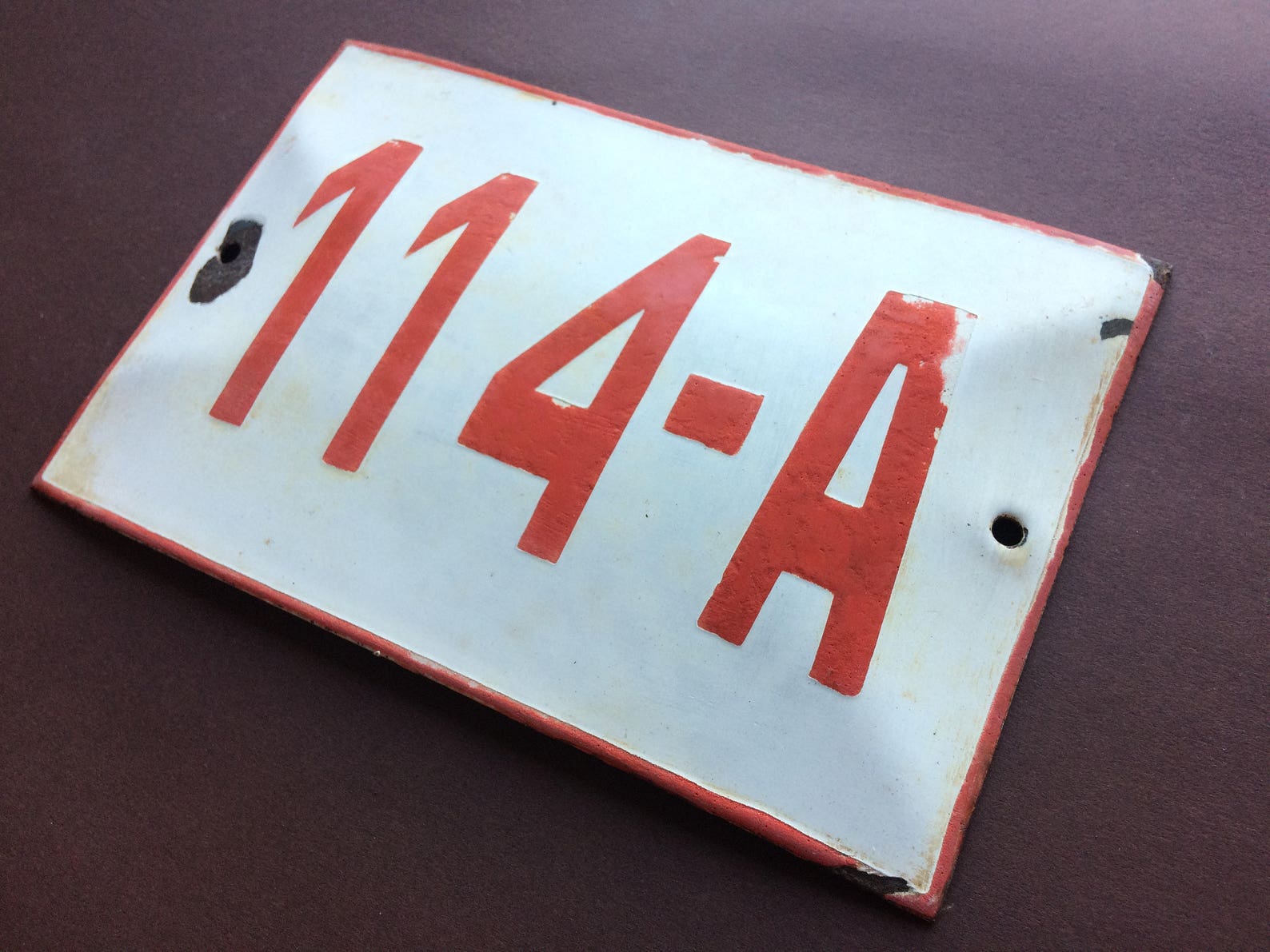 Antique VINTAGE ENAMEL SIGN House Number 114 А Red Door Gate Street ...