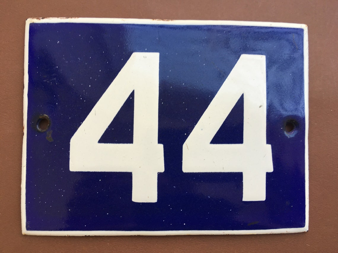 Vintage Enamel Sign Tin Porcelain House Number 44 Door Gate - Etsy