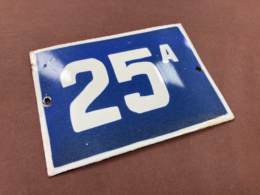 Vintage Enamel Sign Tin Porcelain House Number 25 A Door Gate Street ...