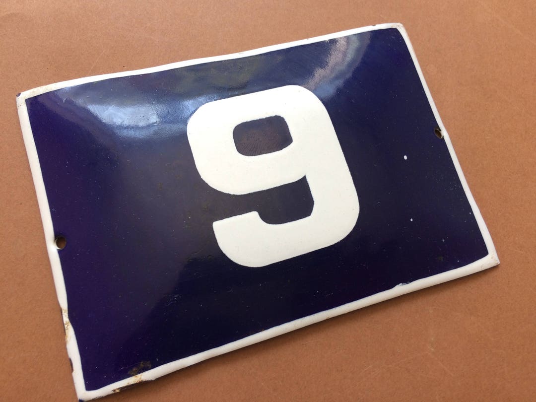 Vintage European French Enamel Sign Porcelain Street House Number 9 ...