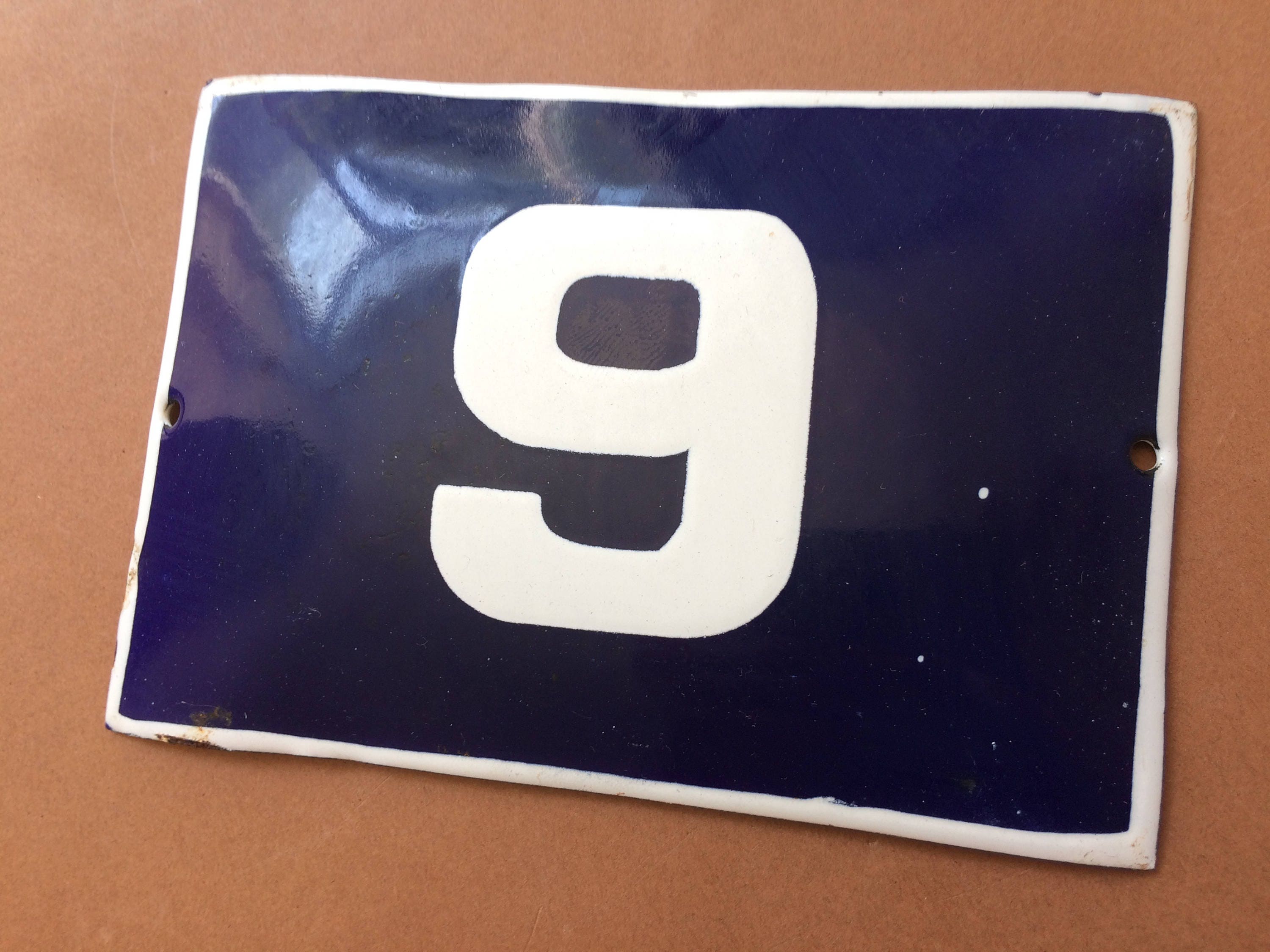 Vintage European French Enamel Sign Porcelain Street House Number 9 ...