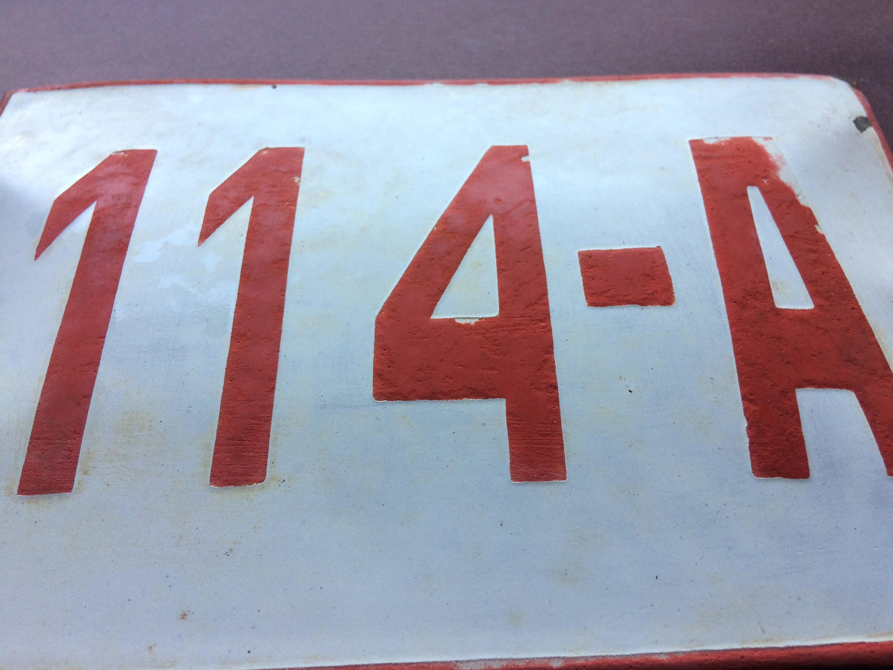 Antique VINTAGE ENAMEL SIGN House Number 114 А Red Door Gate Street ...