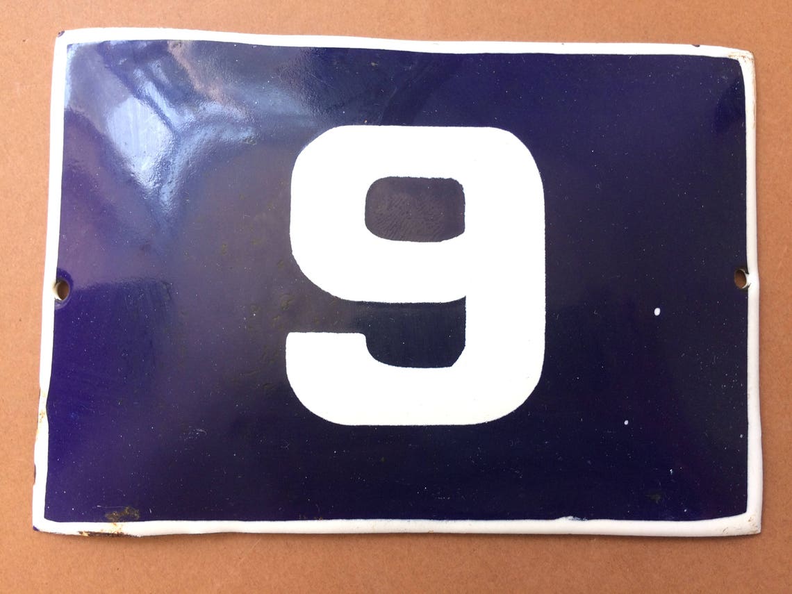 Vintage European French Enamel Sign Porcelain Street House Number 9 ...