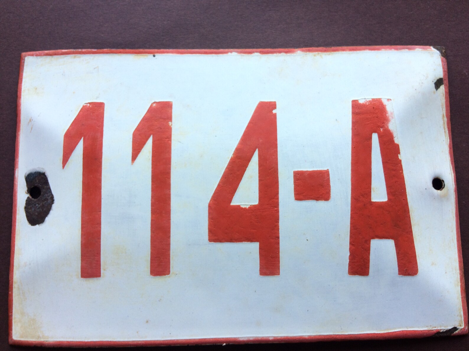 Antique VINTAGE ENAMEL SIGN House Number 114 А Red Door Gate Street ...