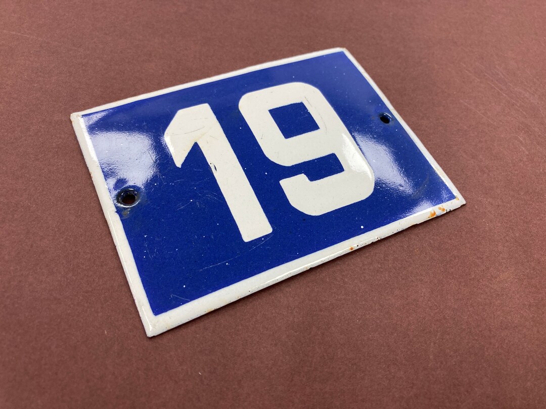 Vintage Enamel Sign Tin Porcelain House Number 19 Door Gate - Etsy